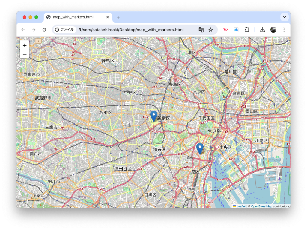 Folium：Pythonでインタラクティブな地図を作成するライブラリ | よくわかるpythonとエクセルVBA入門