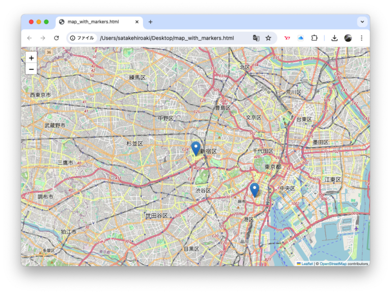 Folium：Pythonでインタラクティブな地図を作成するライブラリ | よくわかるpythonとエクセルVBA入門